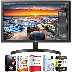 LG 27UK500-B 27 inch UHD 3840x2160 IPS HDR10 Monitor with FreeSync Bundle with 1 YR CPS Enhanced Protection Pack and Elite Suite 18 Standard Editing Software Bundle