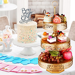Dandat 2 Pcs Cupcake Stand 3 Tiered Metal Dessert Stand Round Cupcake Tower Cake Holder Stand Tiered Serving Tray for Wedding Baby Shower Birthday Tea Party Table Decor (Gold)