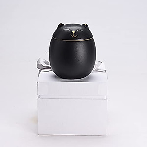 LMEILI Pet Urns for Cats Box Ashes Keepsake Memorial Cremation Small Dog Animal Ceramics Ashes Funeral Urn Personalized (Small Black)