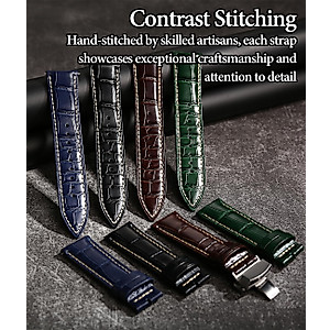 REZERO Leather Watch Bands for Men, Quick Release Watch Straps, Luxury Italian Alligator Grain Embossed Band Replacements 19mm 20mm 21mm 22mm