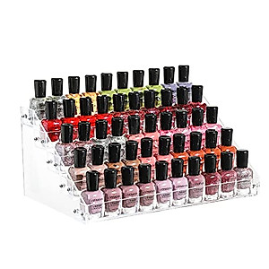 Cq acrylic Clear Nail Polish Organizers And Storage,5 Layer Nail Polish Rack Tabletop Display Stand Holds Up to 45 Bottles, Acrylic 5 Tier Essential Oils Holder For Professional Nail Salon