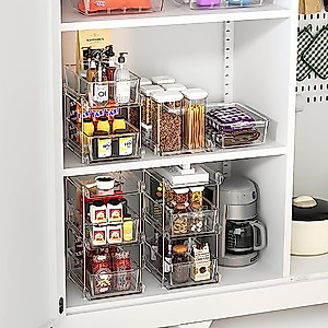 CNDREAM 3 Tier Clear Bathroom Organizer with Dividers 2 Pack, Multi-Purpose Slide-Out Storage Container,Bathroom Vanity Counter Organizing Tray,Under Sink Organizers and Storage