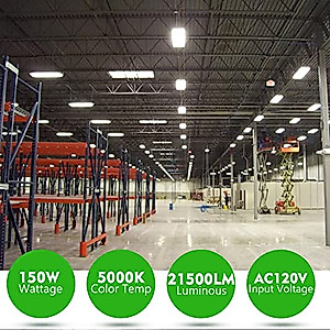 bulbeats 6 Pack LED High Bay Shop Light, 2FT 150W [Eqv.600W MH/HPS] Large Area Illumination 5000K Daylight Linear Hanging Light for Shop Warehouse Garage, Energy Saving Upto 5600KW*6/5Yrs(5Hrs/Day)
