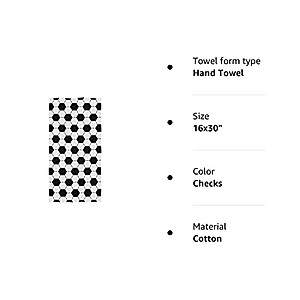 Naanle Chic Black White Geometric Pattern Soft Bath Towel Highly Absorbent Large Hand Towels Multipurpose for Bathroom, Hotel, Gym and Spa (16" x 30")