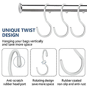 Mzekgxm 10 Pack Purse Hanger for Closet, Unique Twist Design Closet Organizer Hanger Hooks, Large Size Closet Hooks for Hanging Purses, Handbags, Clothes, Jeans, Belts, Hats, Pans and Pots (White)