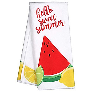 CGT Hello Sweet Summer Watermelon Tropical Summer Hand Towels Party Barbecue Kitchen Bathroom Home Decor (Set of 2)