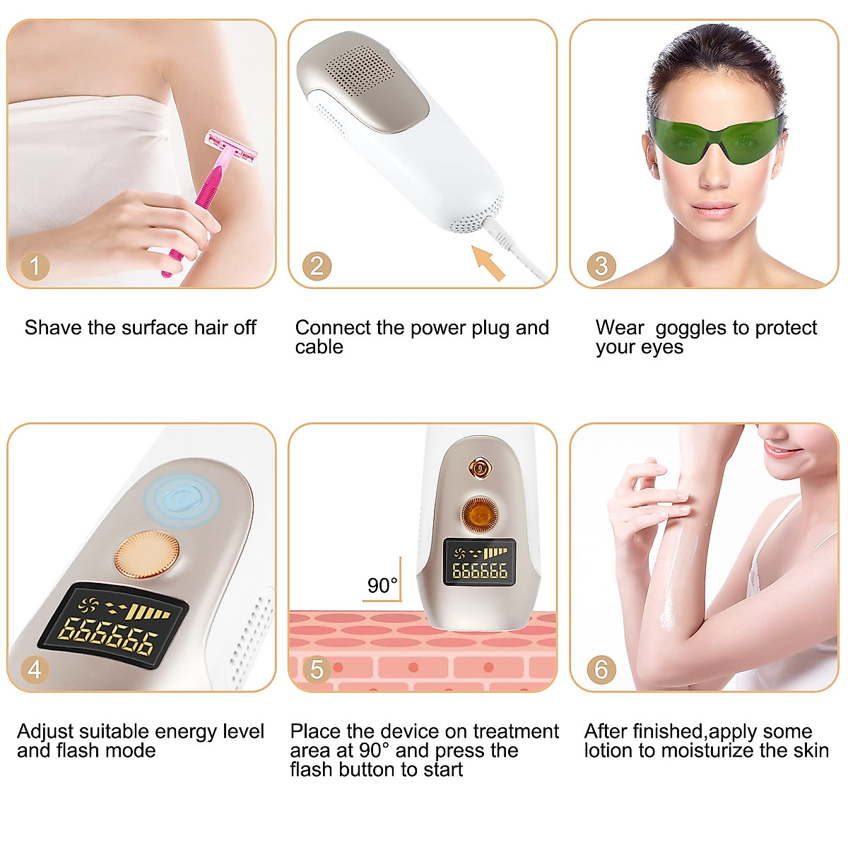 EzyGenix IPL Hair Removal for Women 999,999 Flashes Permanent Hair Removal Device on Armpits Back Legs Arms Face Bikini Line, Suitable for Home/Travel