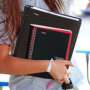 Five Star Small Spiral Notebook, 2 Subject, College Ruled Paper, 9-1/2" x 6", 100 Sheets, Black (72285)