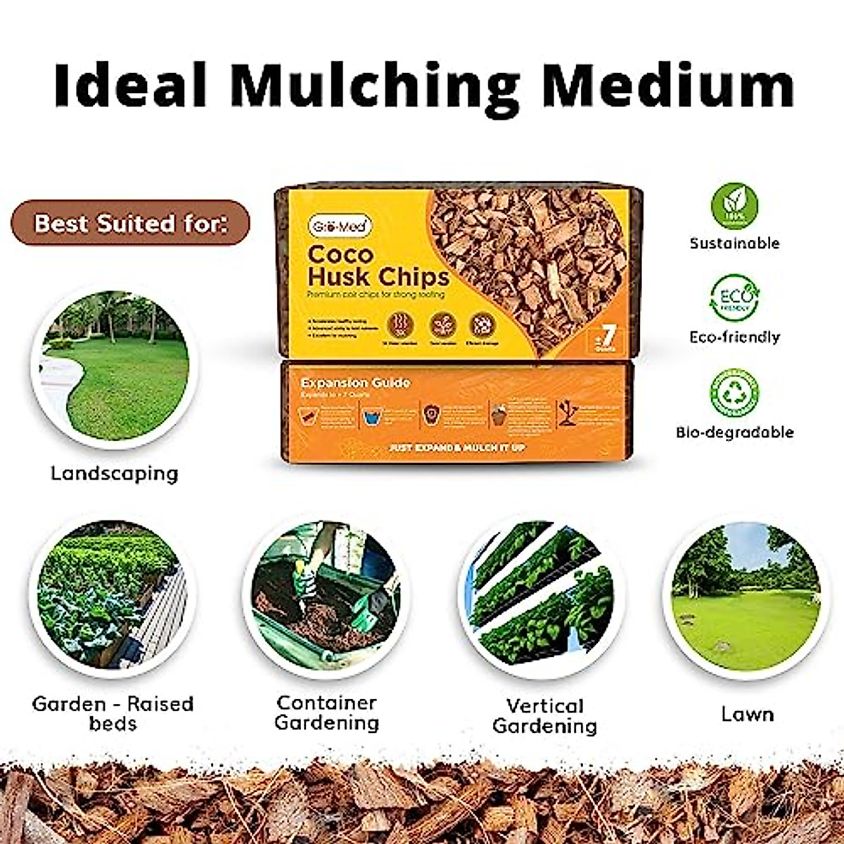 Gro-Med Coco Chips Brick - Ideal for Indoor & Outdoor Plants