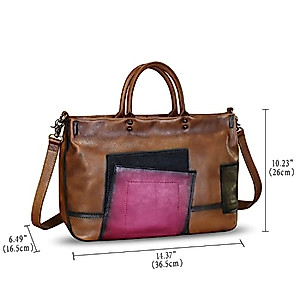 Genuine Leather Satchel for Women Leather Work Tote Bag Handbag Top Handle Bags Handmade Crossbody Handbag Purse (Brown)
