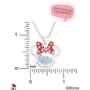 Disney Women and Girls Birthstone Jewelry Minnie Mouse December Light Blue Topaz Cubic Zirconia Shaker Pendant Necklace, Silver Plated, 18+2" Extender