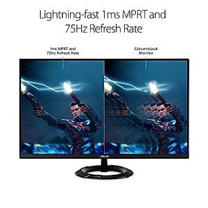 ASUS VZ279HEG1R 27” Gaming Monitor, 1080P, 75Hz, IPS, 1ms, FreeSync, Extreme Low Motion Blur, Eye Care, HDMI VGA, Ultra-Slim, Frameless