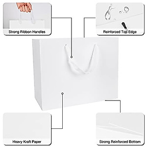Aimyoo White Paper Bags with Handles 10 Pack, Large Gift Bags for Retail Merchandise Shopping Small Business Party, 13x10x5 inch