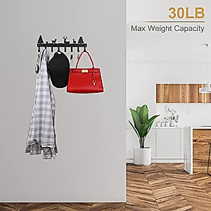 Key Holder Wall Mounted Key Hooks for Wall Decorative with 8 Hooks Black Metal Key Organizer Rack Hanger for Entryway, Garage,Mudroom,Hallway, Office 15.7X5.1 inches