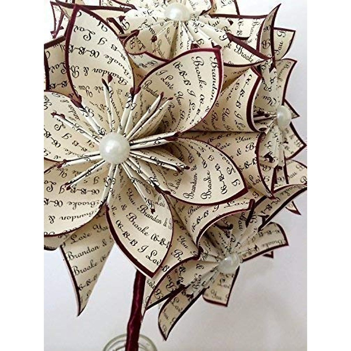 A Dozen "I Love You's" - 12 paper flowers, custom gift, 1st anniversary, gifts for her,bouquet, origami, red rose, made to order