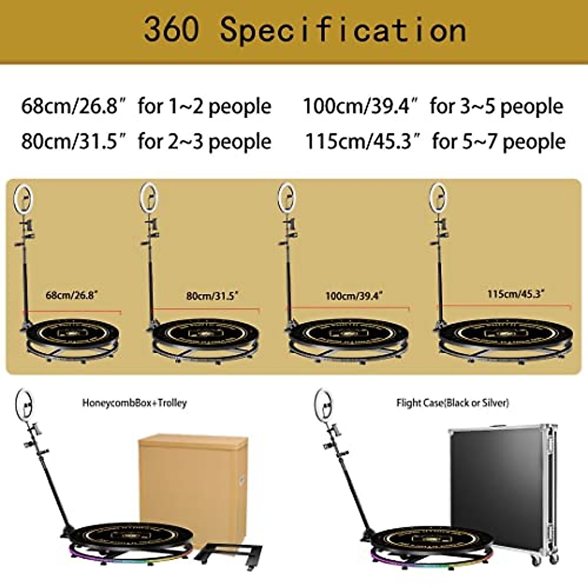 360 Photo Booth Machine for Parties 31.5"(80cm) with Flight Case Custom Logo 2-3 People to Stand Software APP Control, FUTOBOOZ 360 Video Camera Booth Selfie Platform Spin 360 Automatic Slow Motion