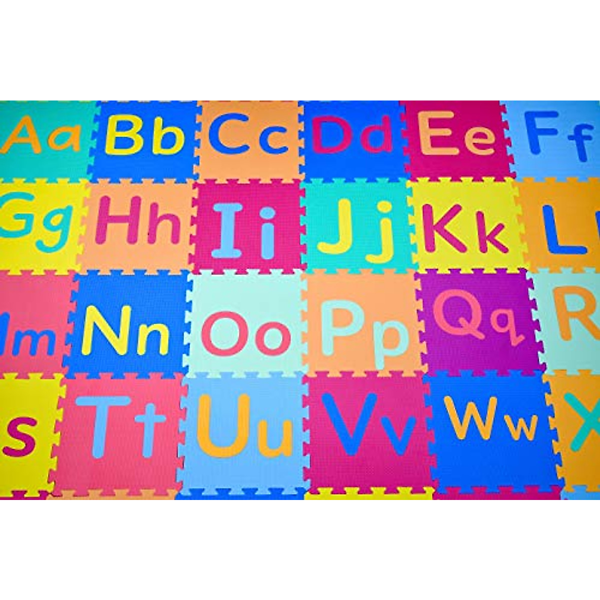 KC Cubs Soft & Safe Non-Toxic Children’s Interlocking Multicolor Exercise Puzzle Educational ABC Alphabet EVA Play Foam Mat for Kid’s Floor & Baby Nursery Room, 36 Tiles, 9 Colors, 54 Borders (EVA003)