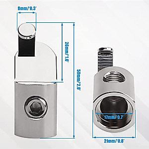 URLWALL 2PCS Input Wire Gauge Reducer, Offset Angled 1/0 Gauge to 4 Gauge Amp Input Reducers, Car Audio Power/Ground Input Reducer Connection Brass with Nickel Plated (Silver)