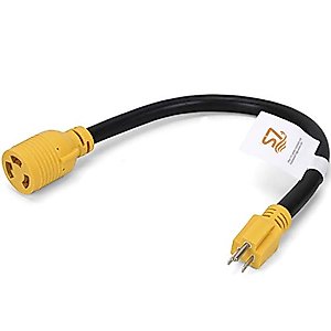 S7 l5-30r to 5-15p, 20 Inch Power Cord Plug Adapter 15Amp 5-15P Male to 30Amp L5-30R Female with Twist Lock