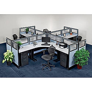 Global Industrial 60-1/4"W x 72"H Office Partition Panel with Partial Window, Blue
