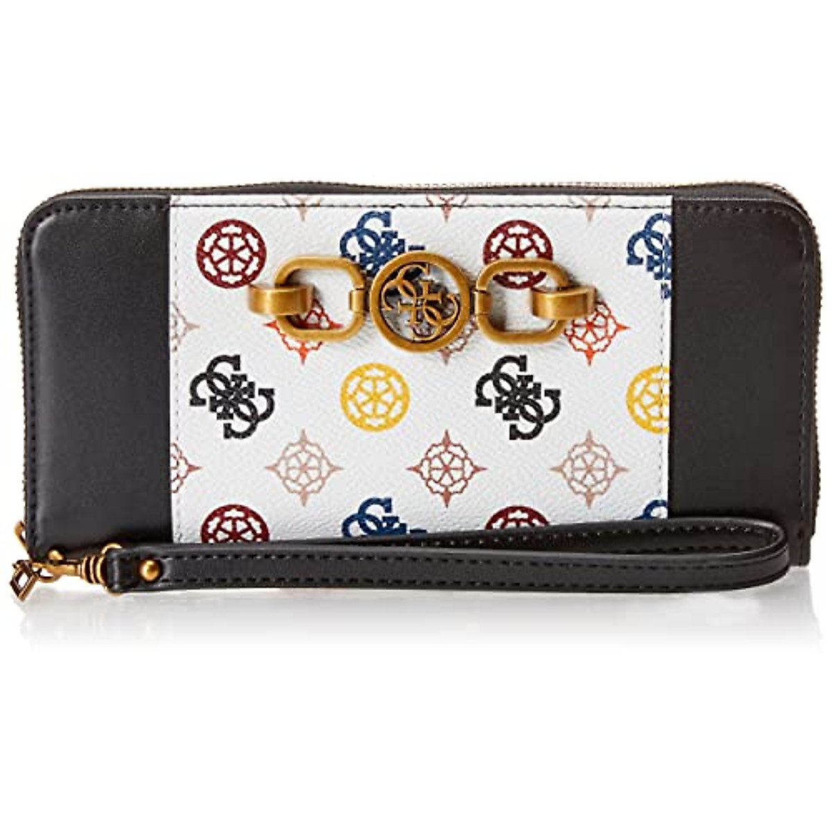 GUESS womens Noelle Large Zip Around Wallet, White Multi, One size US