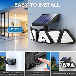 Neloodony Solar Lights Outdoor Waterproof, 329 LED Motion Sensor Outdoor Lights 5 Heads Outdoor Motion Sensor Light, Solar Lights for Outside, Patio, Garage, Garden, Front Door (2 Packs)