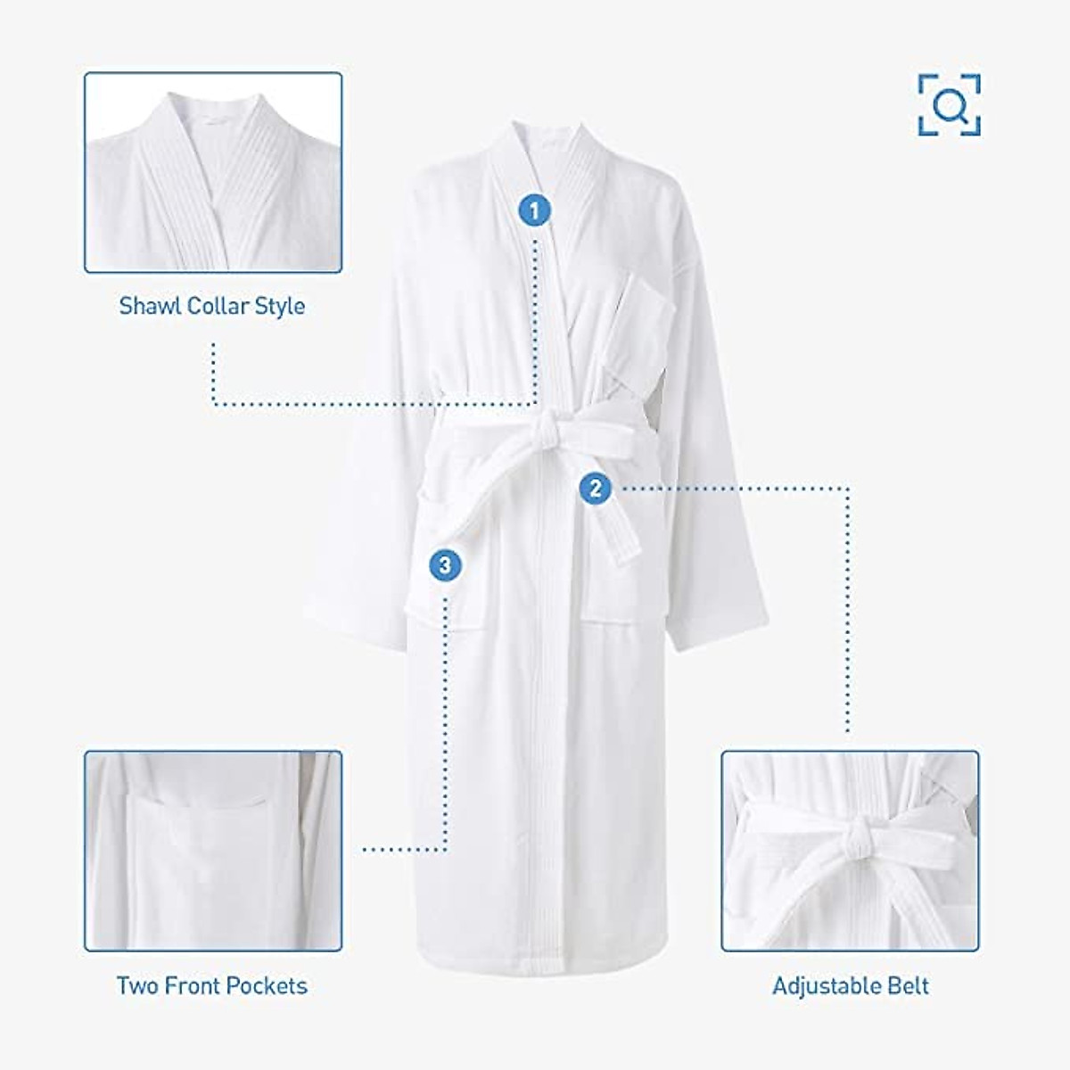 Acanva Women's & Men's Terry Robe Plush Cotton Spa Kimono Bathrobe