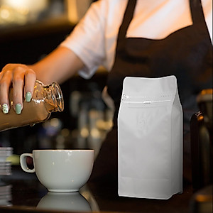 Obsoorth Air tight Coffee Bags with One Way Valve Resealable Aluminum Foil Stand up Smell Proof 25 Pieces Ziplock Coffee Bean Storage Pouches for Home and Store, Matte White 1lb