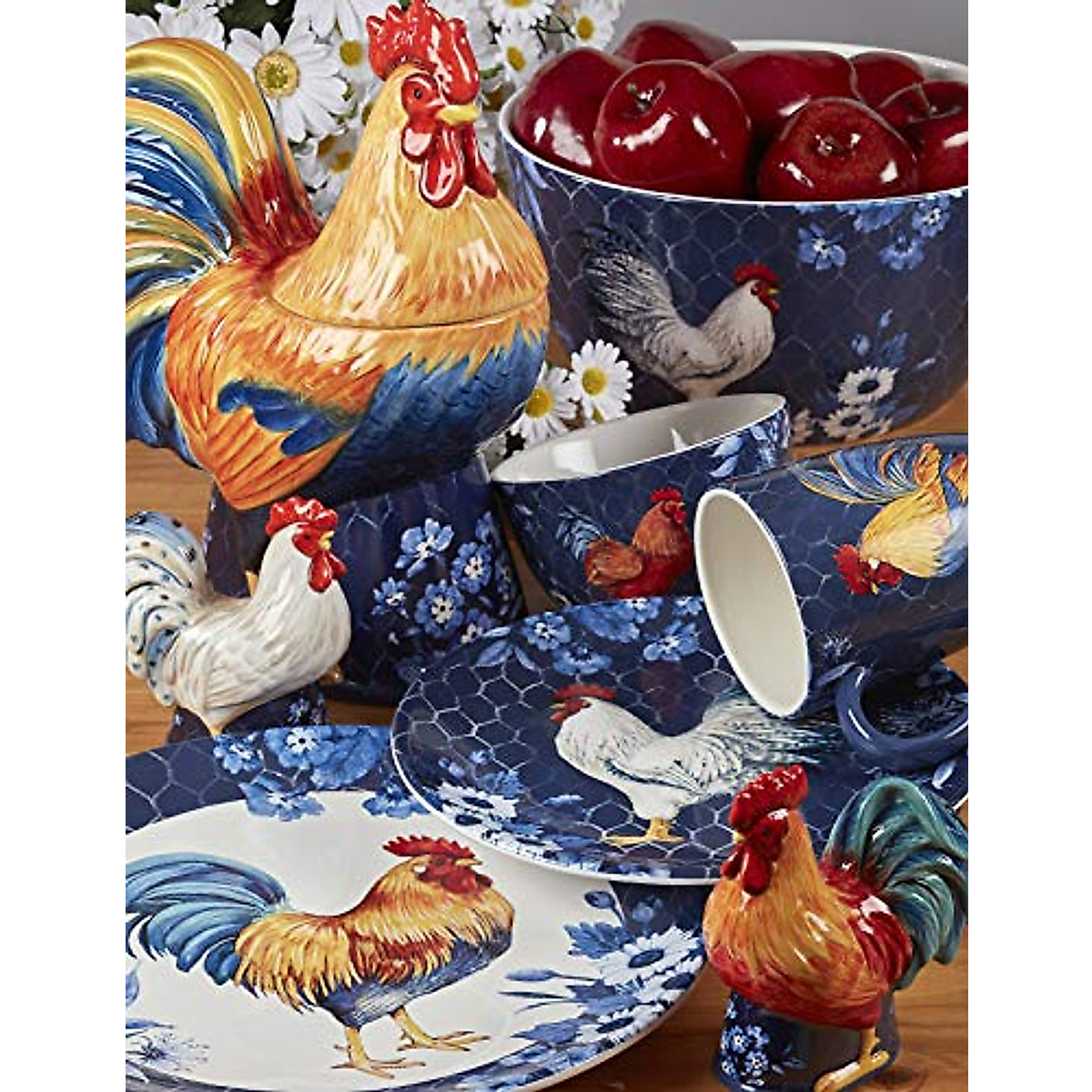 Certified International Indigo Rooster 16 pc Dinnerware Set, Service for 4, Multicolor