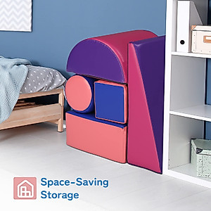 JOYMOR Soft Foam Climbing Blocks 5-Pieces Set, Crawl and Climb Foam Blocks, Beginner Toddler Climber with Slide & Ramp, Indoor Active Play Structures for Babies and Toddlers Age 1-3