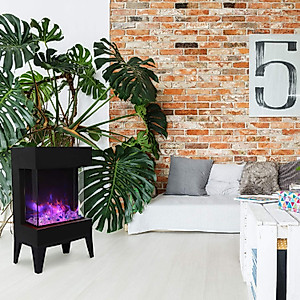 Amantii Tru-View Series Cube 20-Inch 3-Sided Electric Fireplace with Logs (CUBE-2025WM-Cube-Base-Legs), Leg Base