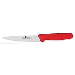ICEL Cutlery 5.5" Stiff Boning Knife Extra Wide Straight Blade, Red Handle
