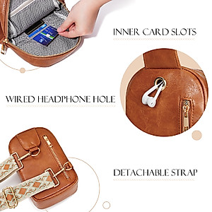 MoKo Vegan Leather Sling Bag - Small Trendy Casual Adjustable Detachable Shoulder Strap Crossbody Bags for Women and Men Daily Hiking Travel, Brown