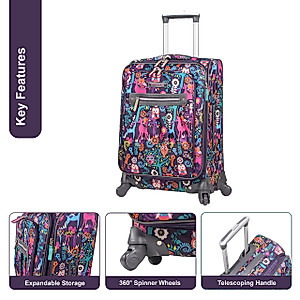 Lily Bloom Carry On Expandable Design Pattern Luggage With Spinner Wheels For Woman (20in, Wildwoods)