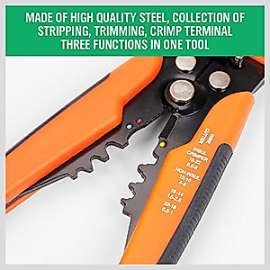 HORUSDY Wire Stripping Tool, Self-adjusting 8" Automatic Wire Stripper/Cutting Pliers Tool for Wire Stripping, Cutting, Crimping 10-24 AWG (0.2~6.0mm²)