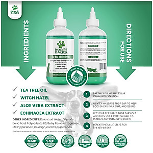 Doggie Dailies Cleansing Ear Wash for Dogs with Tea Tree Oil & Soothing Aloe Vera