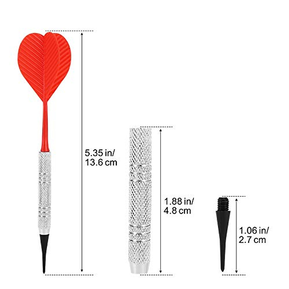 Accmor 12 Pcs Soft Tip Darts, Bar Dart, Plastic Tip Darts Set, Attach Extra 100 Black 2BA Replacement Tips, Soft Tip Darts for Electronic/Plastic Dartboard