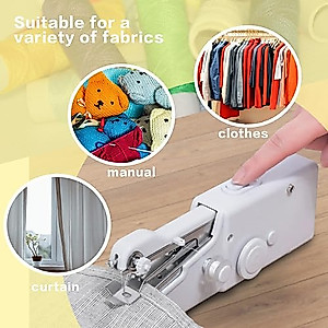 Handheld Sewing Machine, Quick Mini Sewing Machine, Cordless Portable Electric Sewing Machine with Sewing Accessories for Beginners, Suitable for Home Travel Clothes DIY