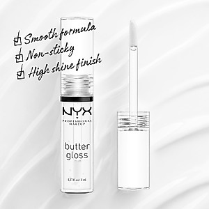 NYX PROFESSIONAL MAKEUP Butter Gloss, Non-Sticky Lip Gloss - Sugar Glass (Clear), Pack Of 3