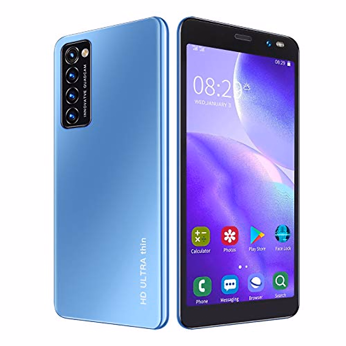 Hilitand 5.45 inch Smartphone, HD Full Screen Unlocked Cell Phones, for Android 4.4.2 Face Fingerprint Smart Phone, 512MB/4GB, HD Camera Mobil Phone, 1500mAh Battery, 128GB Extension (Blue)