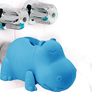 Odowalker Cartoon Faucet Cover Washbasin Bath Tub Spout Cover Cute Animal Toy Faucet Cover Bath Safety Fun (Hippo Spout Guard)