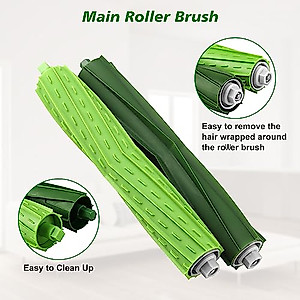 CTIOAOS 9pc Replacement Parts Accessories for iRobot Roomba i3 i3+ i4 i6 i6+ i7 i7+ i8 i8+/Plus E5 E6 E7 J7 I,E &J Series Vacuum Cleaners, 1 set of Roller Brushes & 4 HEPA Filters & 4 Side Brushes