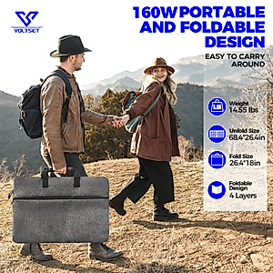 Voltset 160W Portable Solar Panels, Foldable Solar Panel Charger of ETFE 23.5% High Efficiency with Adjustable Kickstand, Waterproof IP68 for Mobile Power Station RV Camping Off Grid