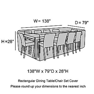 YoungBee Patio Furniture Set Covers,Rectangular/Square Patio Table Cover Waterproof, Windproof, Upgraded Tear-Resistant 420D Oxford Large Outdoor Furniture Covers 138" W x 79" D x 28" H