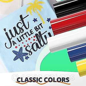 YRYM HT HTV Heat Transfer Vinyl Rolls - 12" x 10ft Black HTV Vinyl for Shirts, Iron on Vinyl for Cricut & All Cutter Machines - Easy to Cut & Weed for Heat Vinyl Design (Black)