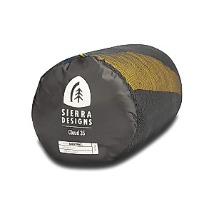 Sierra Designs Cloud 35 Degree DriDown Sleeping Bag Ultralight Zipperless Down Sleeping Bag for Backpacking and Camping - Regular