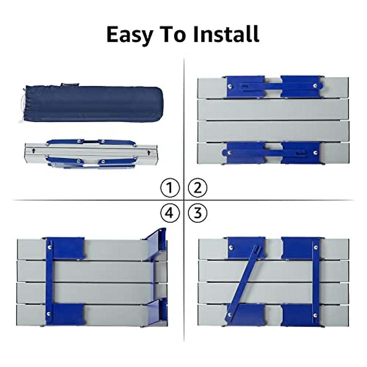 PORTAL Portable Aluminum Table with Retractable Legs and Carry Bag for Outdoor Picnic/Cooking/Camp/Travel/Beach, 15" L x 8" W x 6" H, Silver/Blue