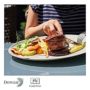 DOWAN 14" White Serving Platters for Entertaining, Oval Serving Plates, Party Serving Trays and Platters Oven Safe, Porcelain Dinner Serving Tray Serving Dishes for Meat, Set of 2