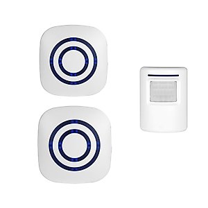 Wireless Home Security Driveway Alarm, Enegg Entry Alert, Visitor Door Bell Chime with 2 Plug-in Receiver and 1 PIR Motion Sensor Detector Alert System, Quality Sound and LED, 38 Melodies
