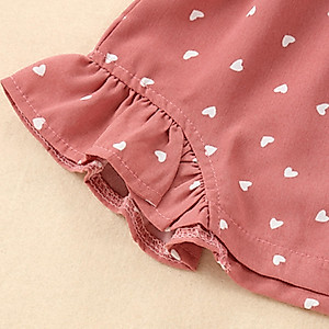 Tepuce 2T Girls Clothes Summer Baby Strap Sleeveless One Piece Halter Romper Casual Jumpsuit, Pink Heart 2-3T/100cm